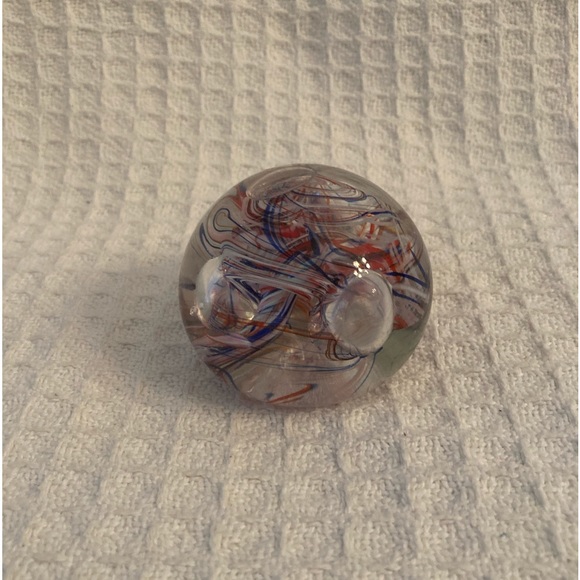 Unknown | Accents | Handblown Glass Paperweight With Red White And Blue ...